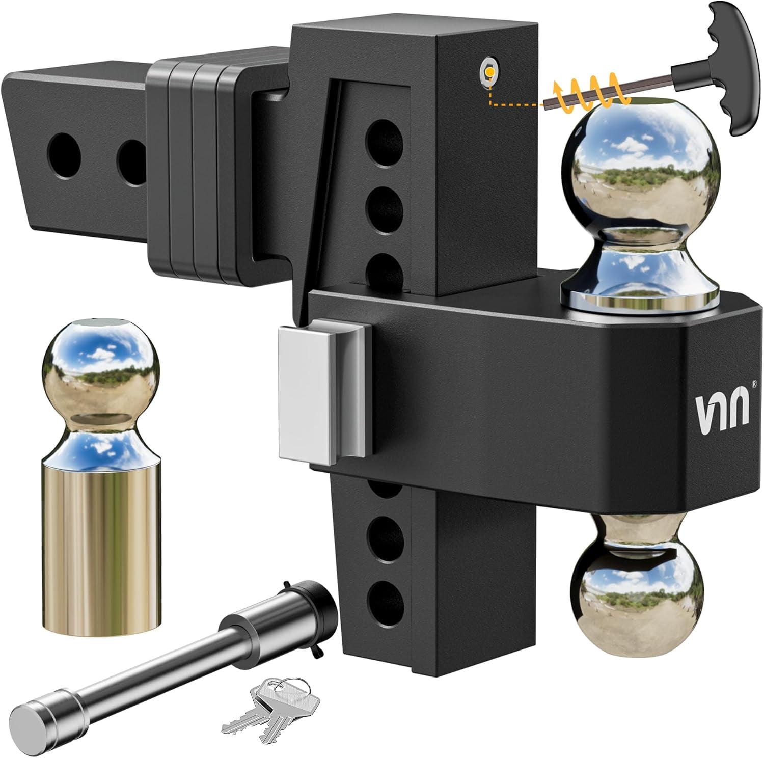 Drop Hitch 2.5 Inch Receiver - 6 Trailer Interchanable 3 Solid Ball ...