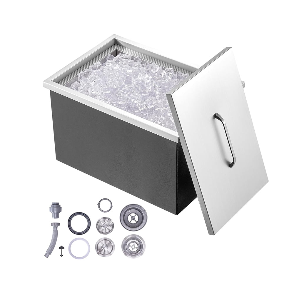 Drop in Ice Chest, 22" L x 17" W x 12" H Stainless Steel Ice Cooler ...