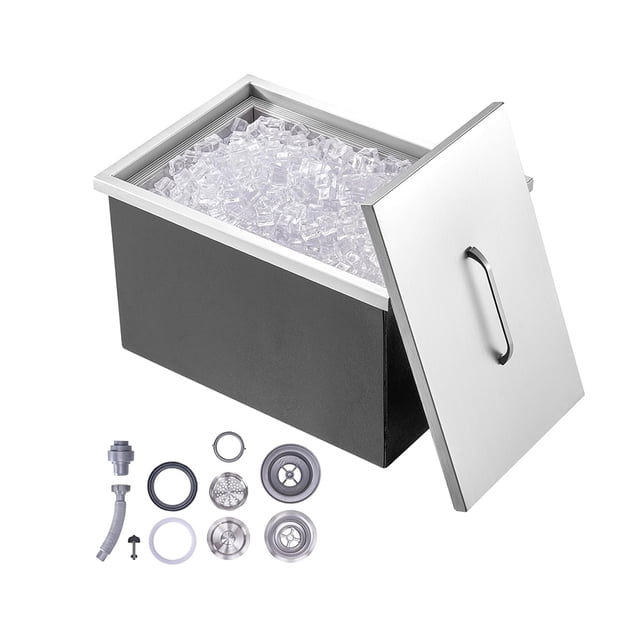 Drop in Ice Chest, 22" L x 17" W x 12" H Stainless Steel Ice Cooler ...