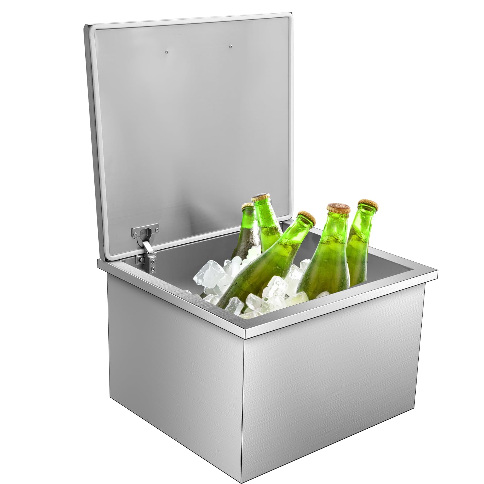 Drop in Ice Chest,304 Stainless Steel Drop in Cooler with Hinged Cover ...