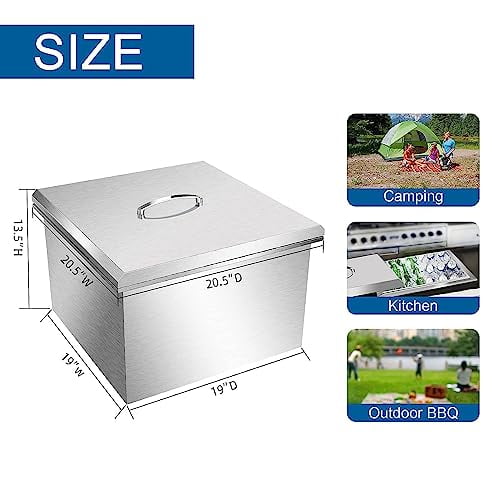 Drop In Ice Chest With Cover Stainless Steel Ice Cooler Included Drain ...
