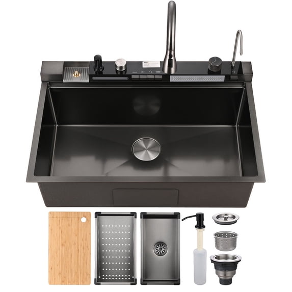 Drop In Kitchen Sink 33 Inch Single Bowl, Top Mount Stainless Steel ...