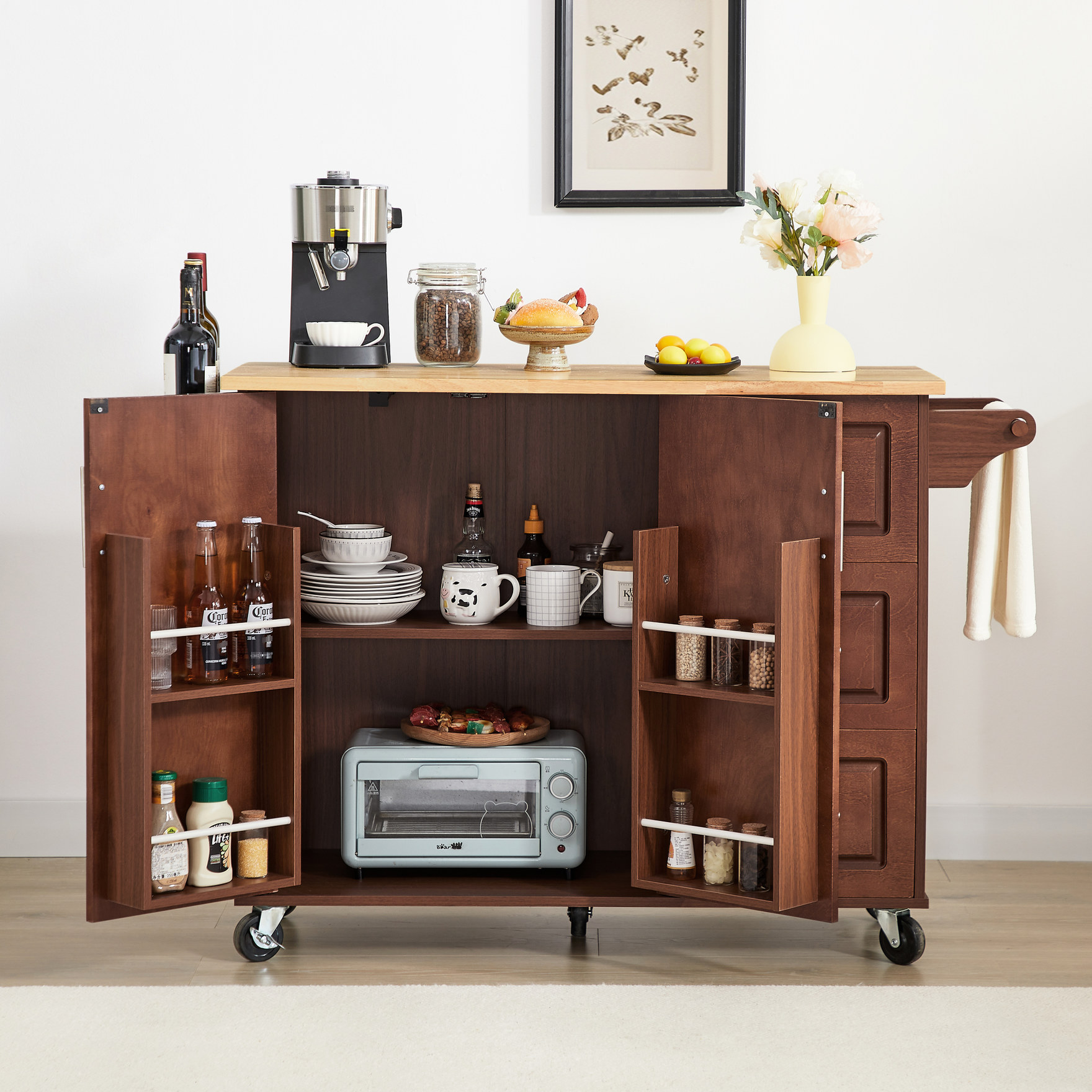 Drop Leaf Kitchen Island Table - Expandable Surface for Extra ...