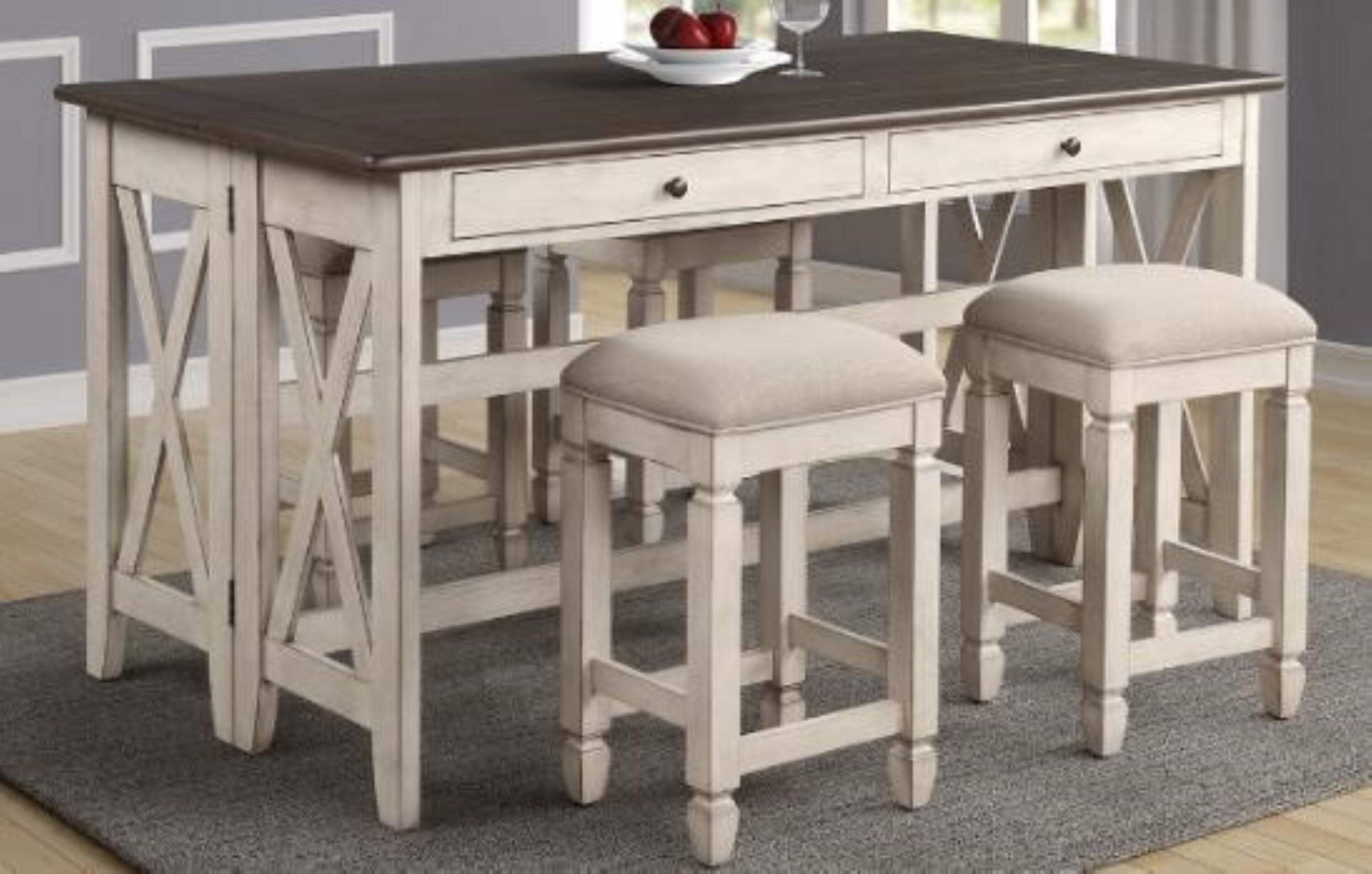 Drop Leaf Table W 4 Stools Antique White Solid Wood Mdf - Walmart.com