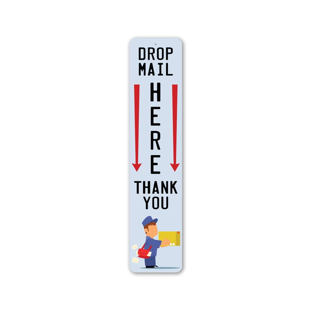 Drop Mail Here Aluminum Metal Decor Sign - 4x18 inches - Walmart.com