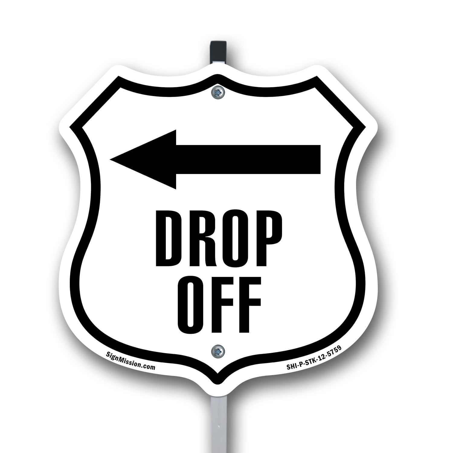 Drop-Off Left 12 inch X 12 inch Shield Shaped Commercial Grade Plastic ...
