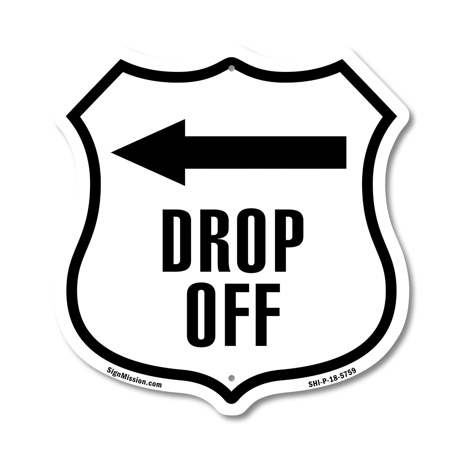 Drop-Off Left (2 Pack) 12 inch X 12 inch Shield Shaped Commercial Grade ...