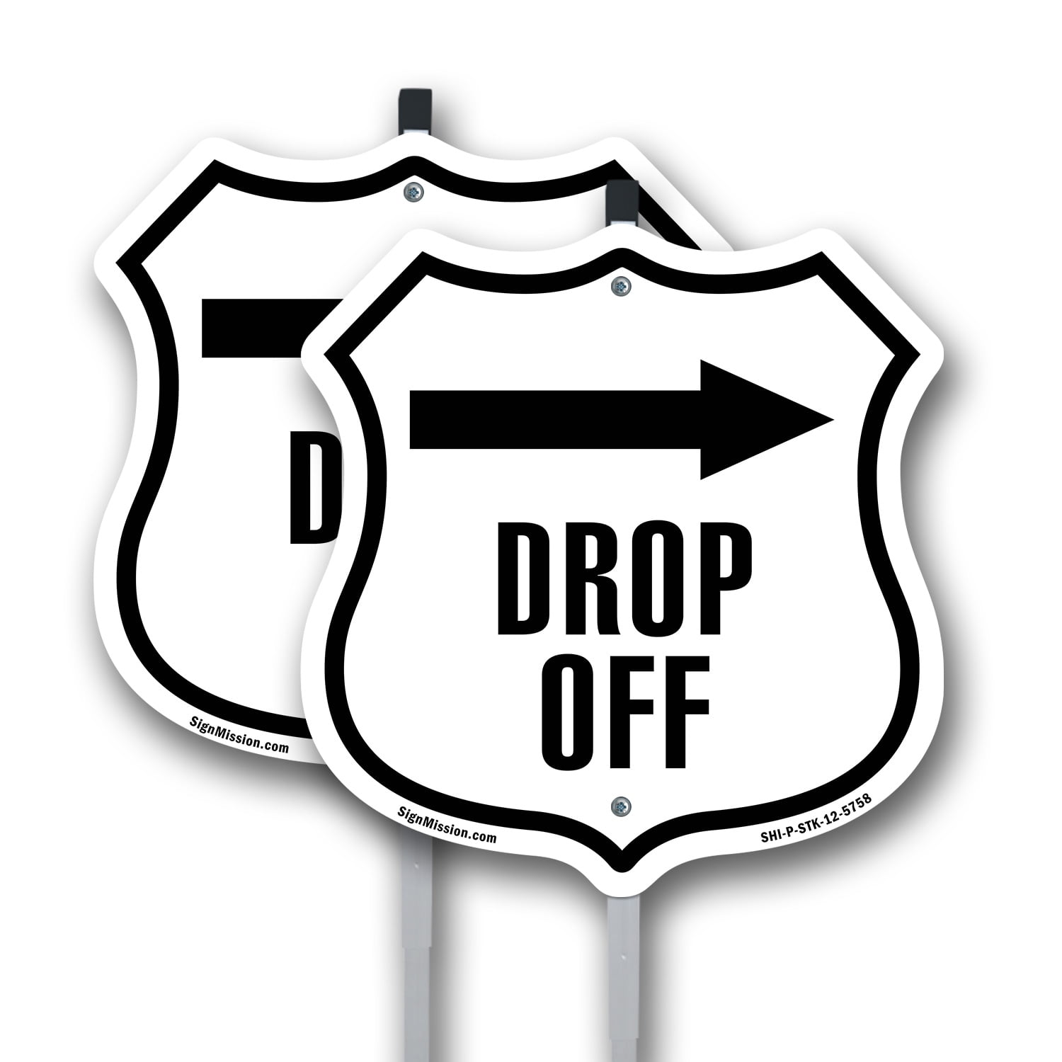 Drop-Off Right (2 Pack) 12 inch X 12 inch Shield Shaped Commercial ...