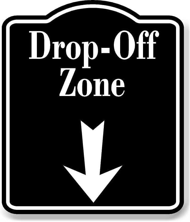 Drop-Off Zone Down Arrow BLACK Aluminum Composite Sign, 15"x18 ...