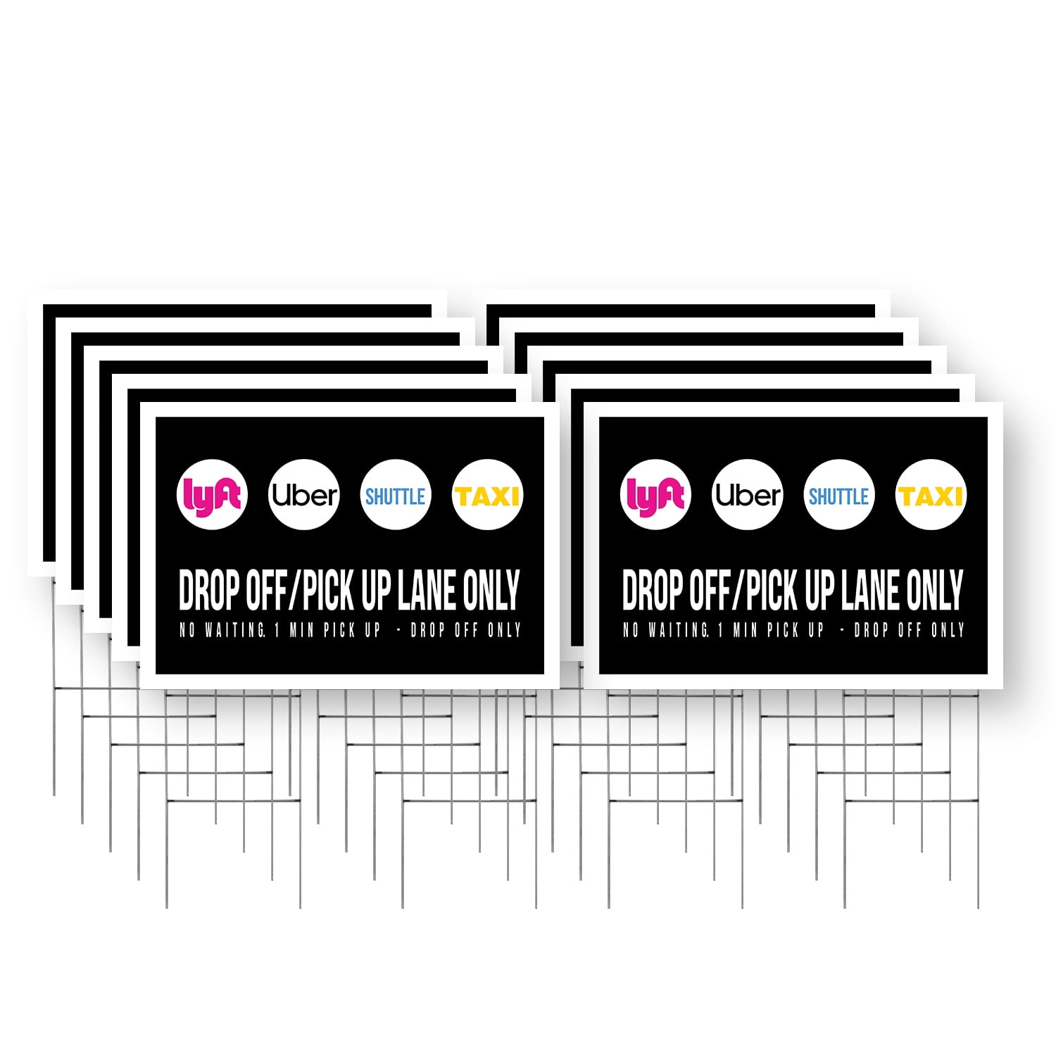 Drop Off Pick Up Lane Only Yard Sign 10 Pack of 24 Inch x 36 Inch Double Sided Weatherproof ...