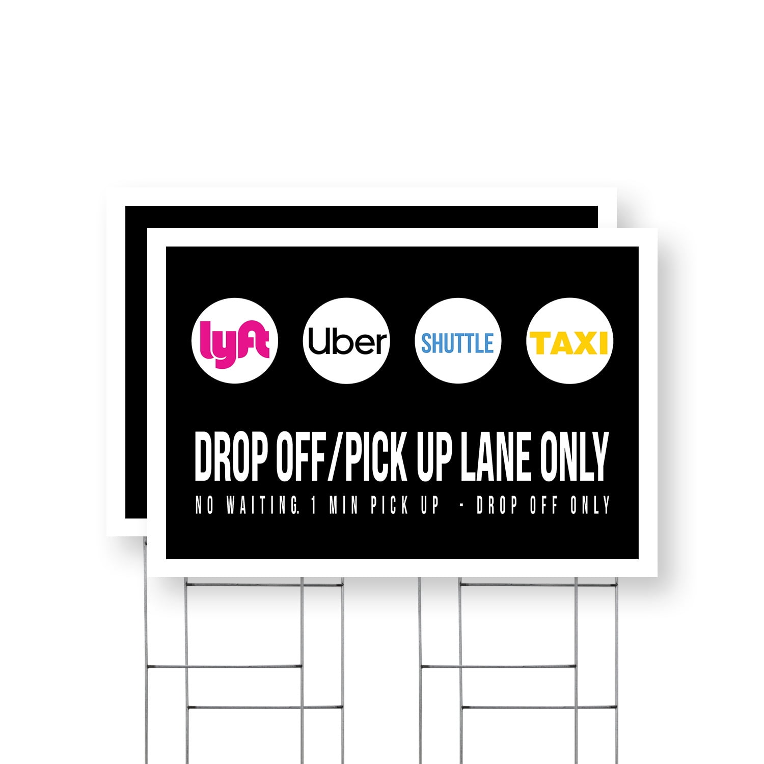 Drop Off Pick Up Lane Only Yard Sign 2 Pack of 24 Inch x 36 Inch Double ...