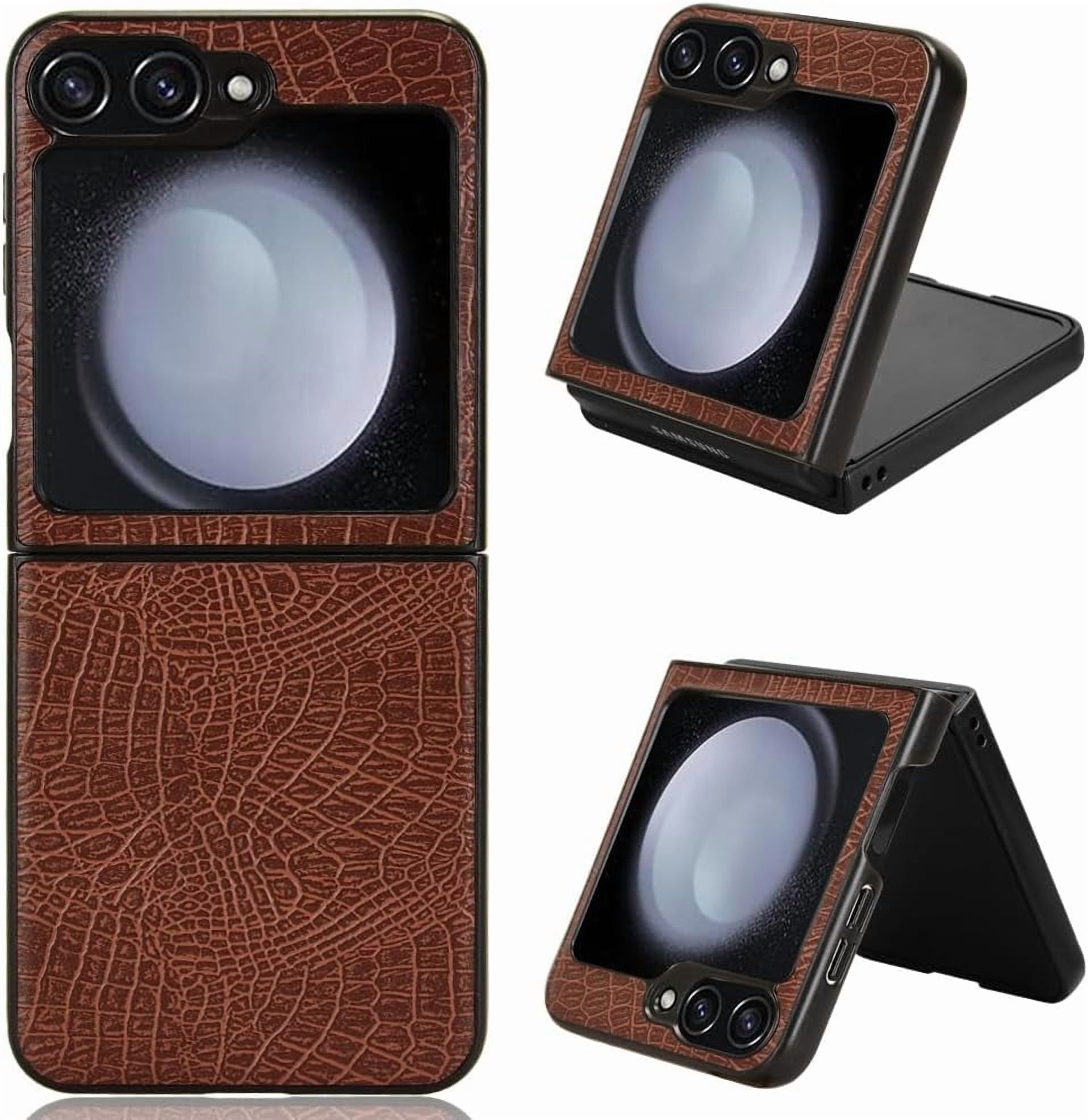 Drop Protection Case Compatible with Samsung Galaxy Z Flip 6,PU Leather ...