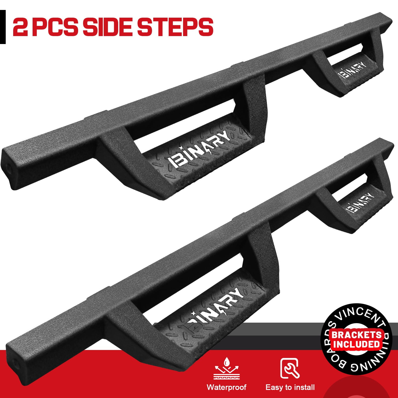 Drop Running Board For 15-25 Ford F150 Super Crew Cab Nerf Bar BLK Side ...