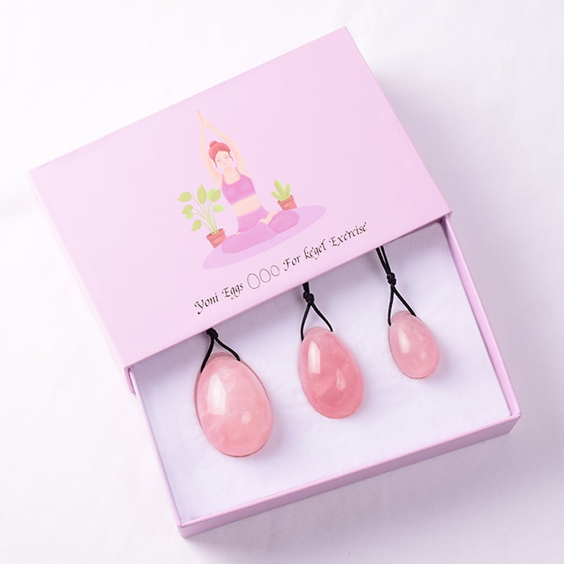 Drop Shipping Drilled Natural Rose Quartz Yoni Egg Set Women Kegel ...