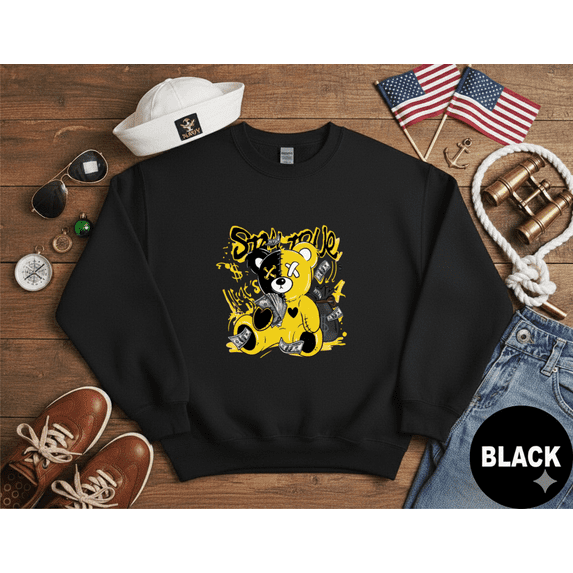 Drop Shoulder Bear Letter Casual Festive Holiday Fun Celebration ...