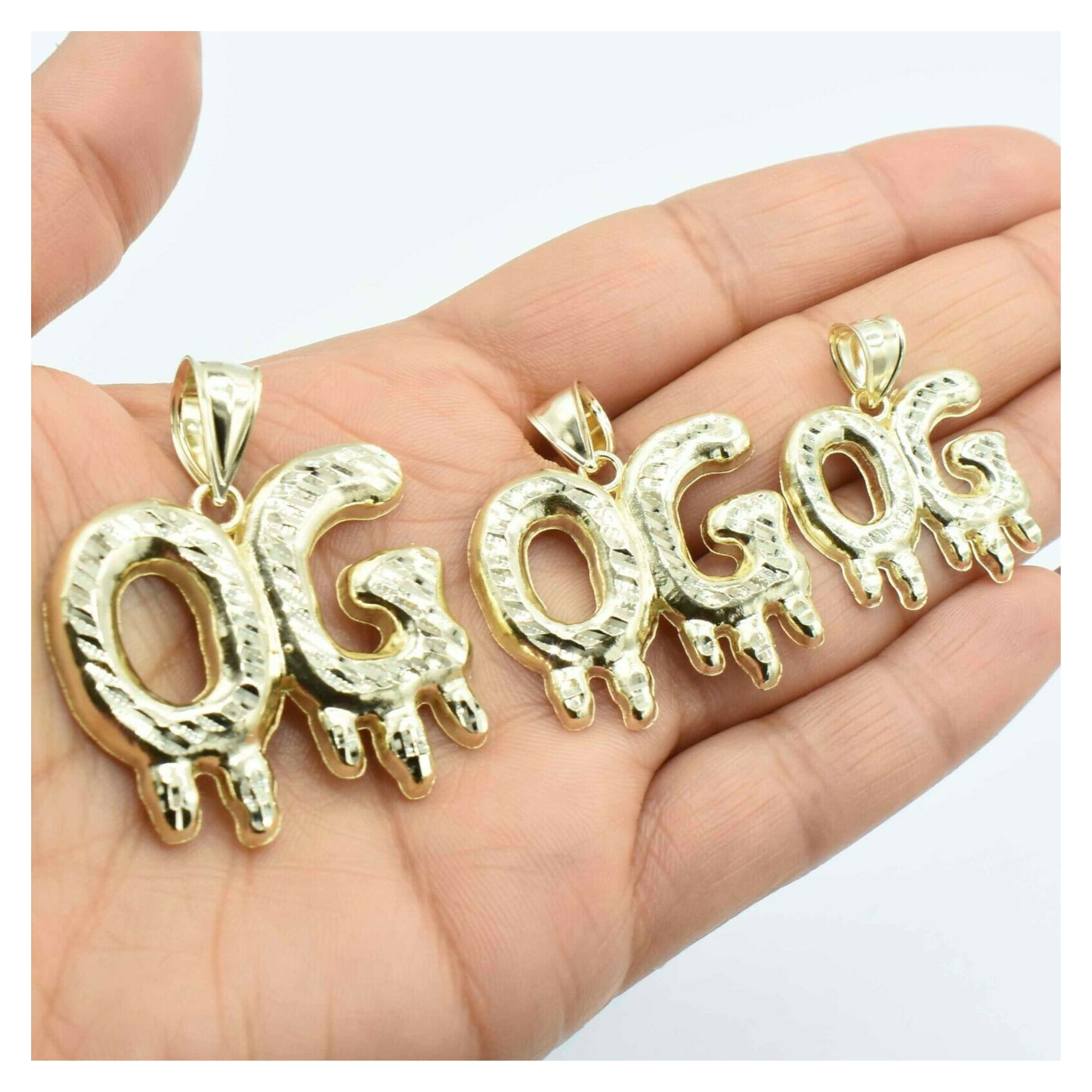 Drop Textured Original Gangster "OG" Unisex Adult Pendant 10K Yellow ...