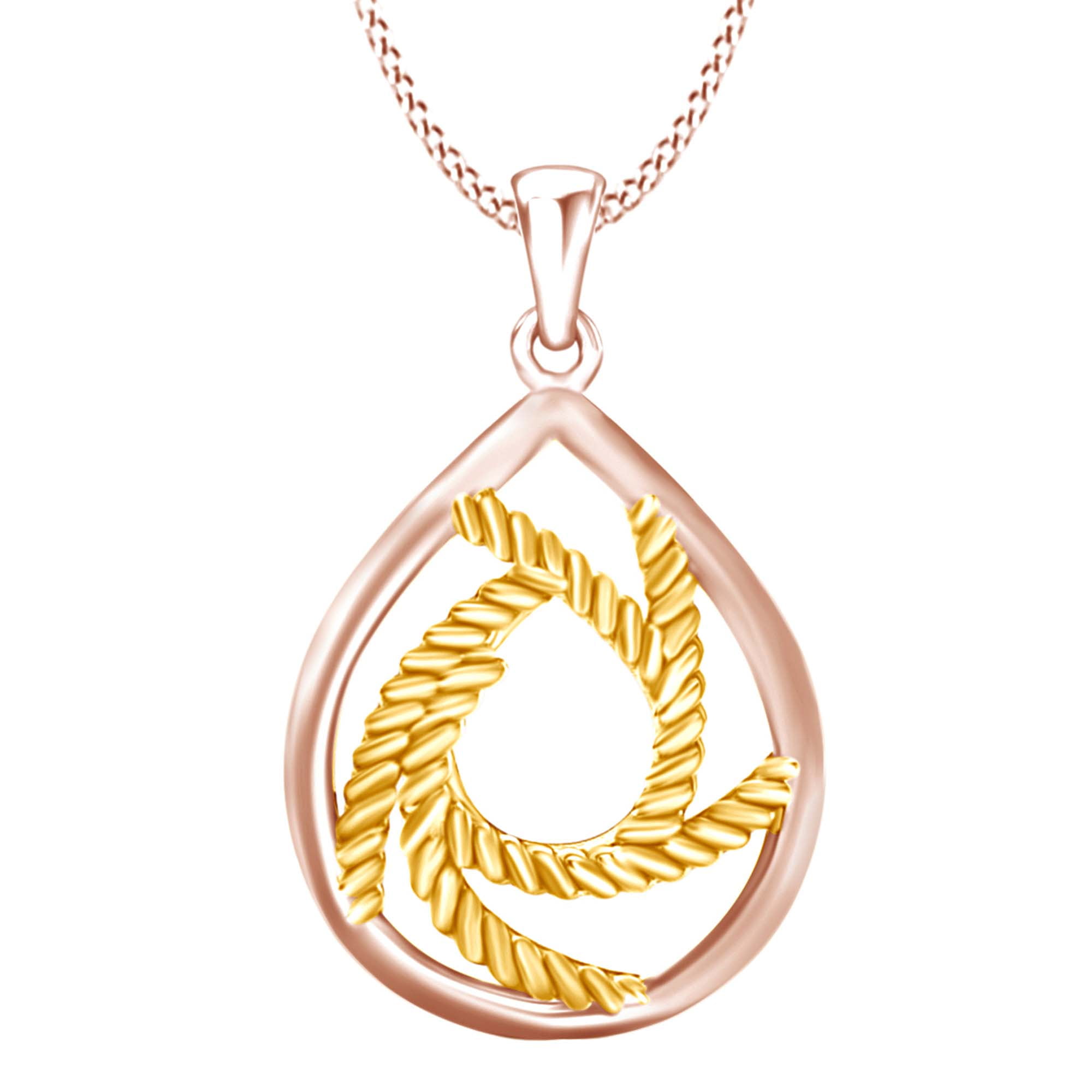 AFFY Drop Two Tone Pendant Necklace 14k Rose Gold Over Sterling Silver ...