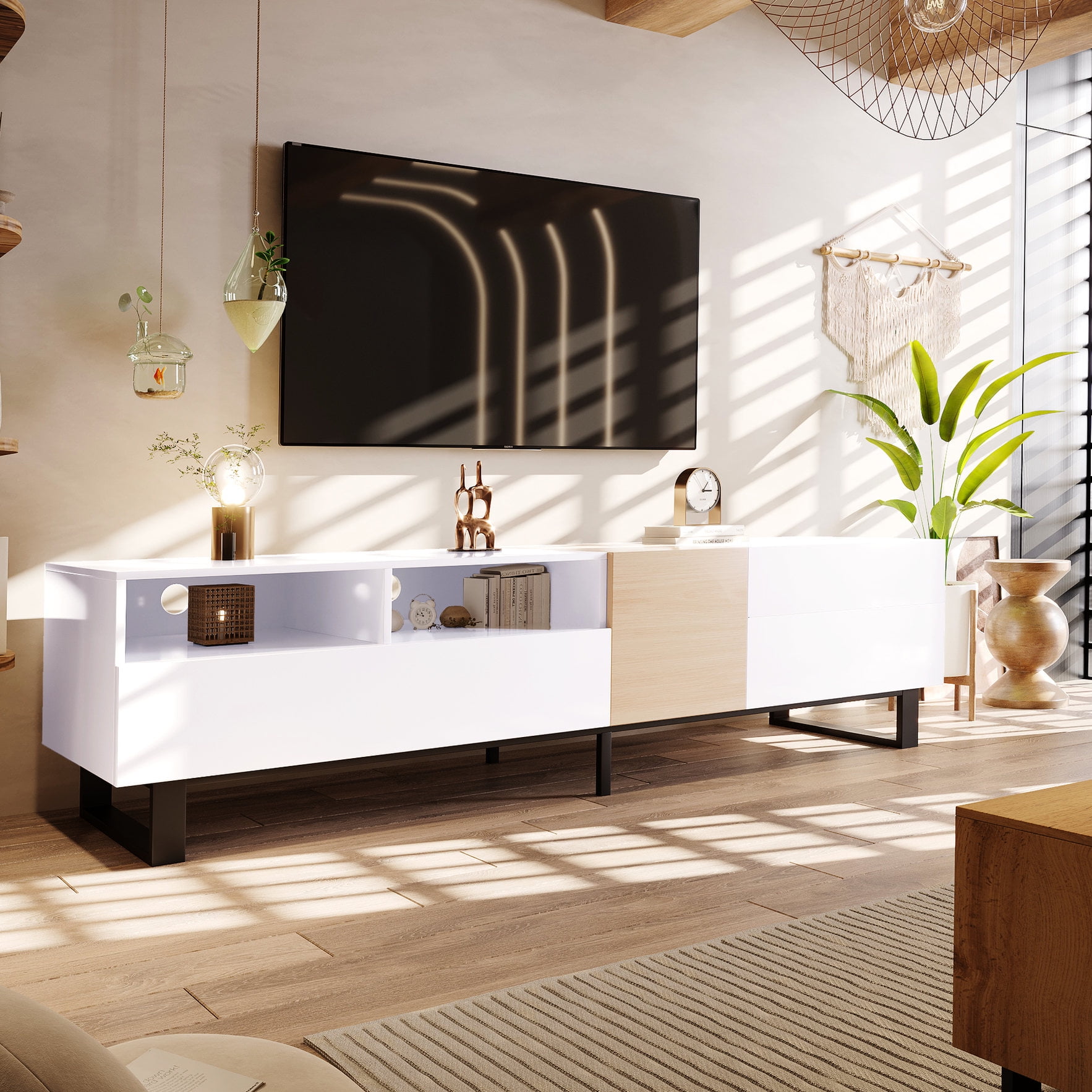 Drop down doors, multiple storage types, cable holes - Easily access ...