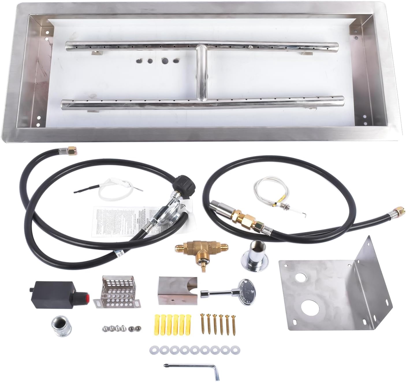 Drop-in Fire Pit Pan, Rectangular Stainless Steel Fire Pit Burner Kit ...