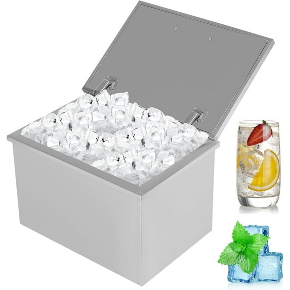 Drop in Ice Chest Drop in Cooler Stainless Steel with Sliding Cover Bar ...