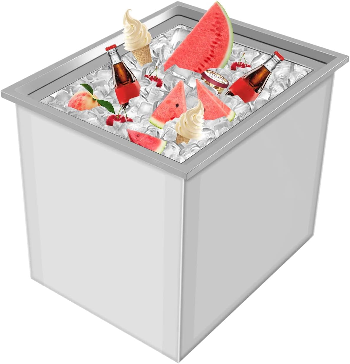 Drop-in Ice Chest, Stainless Steel Ice Cooler Drop in Ice Bucket 49.7Qt ...