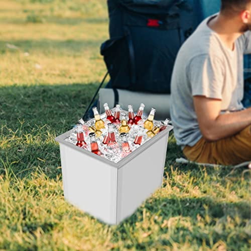 Drop-in Ice Chest, Stainless Steel Ice Cooler Drop in Ice Bucket 49.7Qt ...