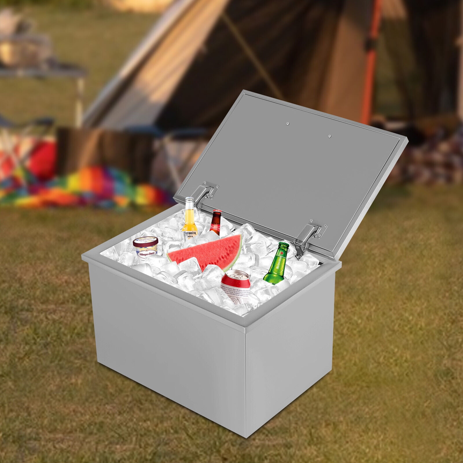Drop in Ice Chest Stainless Steel Ice Cooler Outdoor Kitchen Bar ...