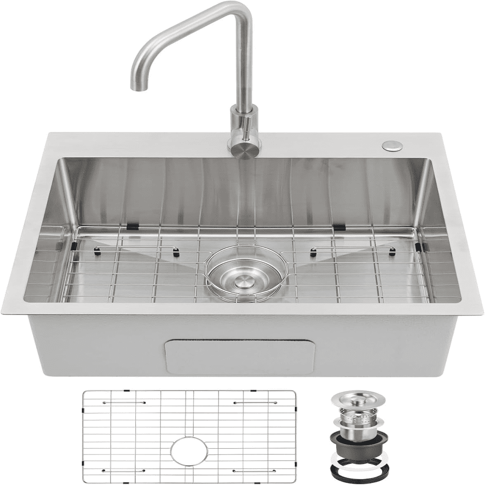 Drop-in Topmount Bar Prep Sink Stainless Single Bowl with Hot & Cold ...