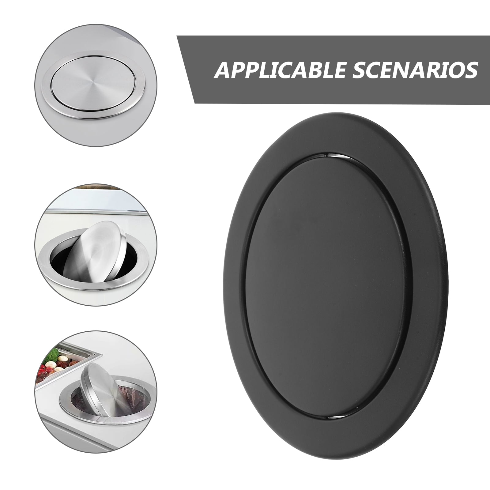 Supvox Stainless Steel Waste Lid Recessed Kitchen Counter Top Trash Can ...
