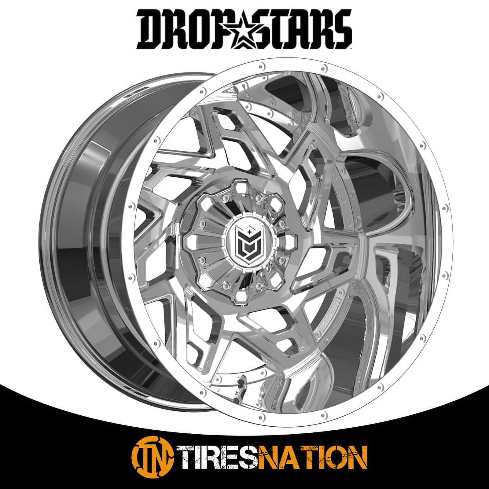 DropStars 652C Chrome Wheel Rim, 20" x 10" 8 x 170mm -25mm, 652C ...