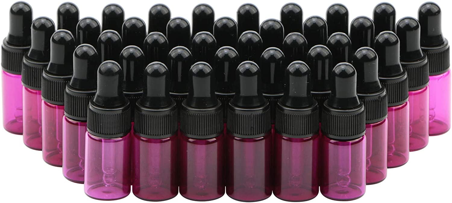 Dropper Bottle Set 3ml Pink Glass Dropper Bottle With Black Rubber ...