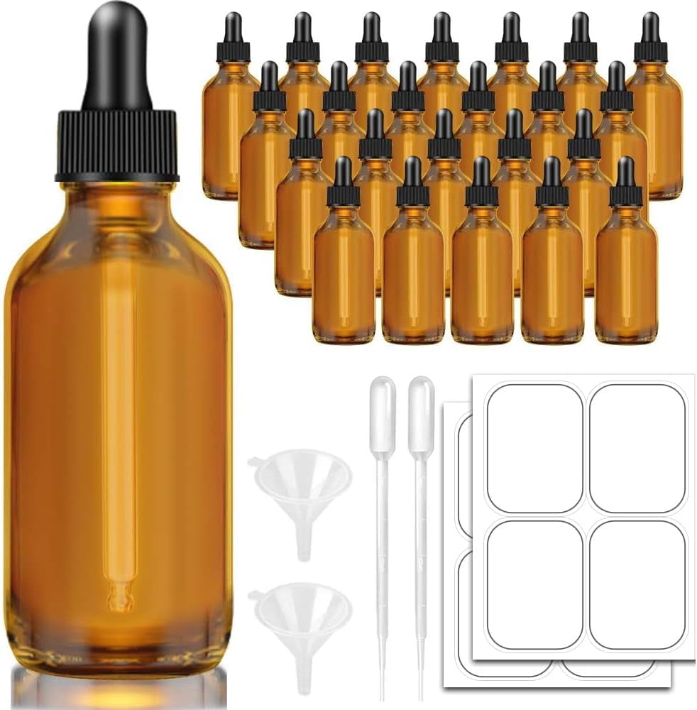 Dropper Bottles 4 oz, 24 Pack 120ml Tincture Bottle with Dropper, 2 ...