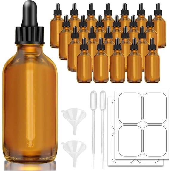 Dropper Bottles 4 oz, 24 Pack 120ml Tincture Bottle with Dropper, 2 ...