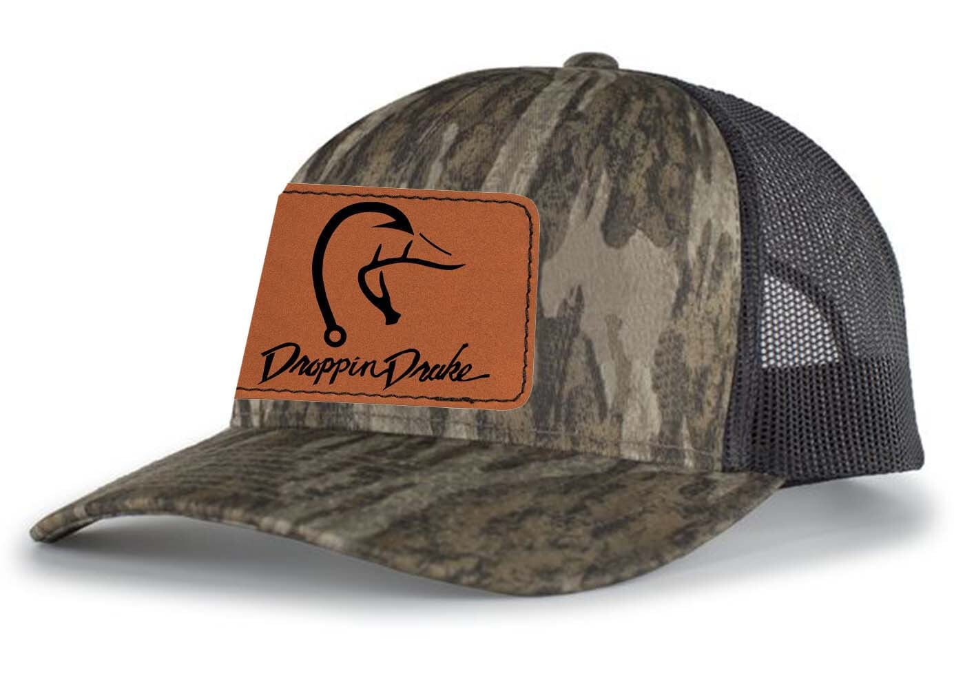 Droppin Drake Hunting Hat Duck Fishing Hook Engraved Leather Patch Mens ...