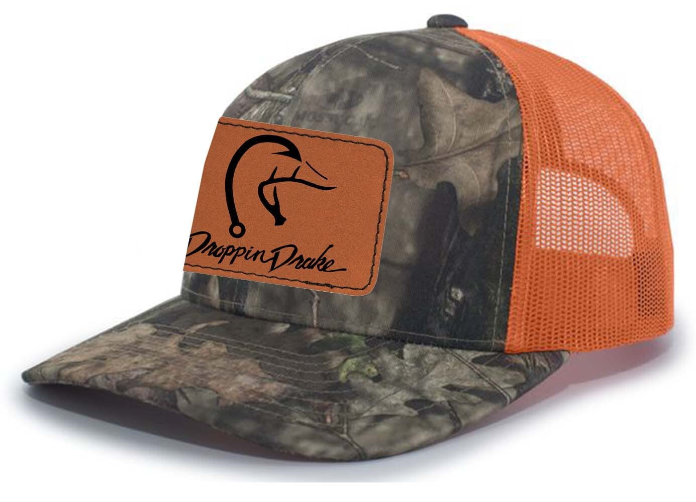 Droppin Drake Hunting Hat Duck Fishing Hook Engraved Leather Patch Mens ...