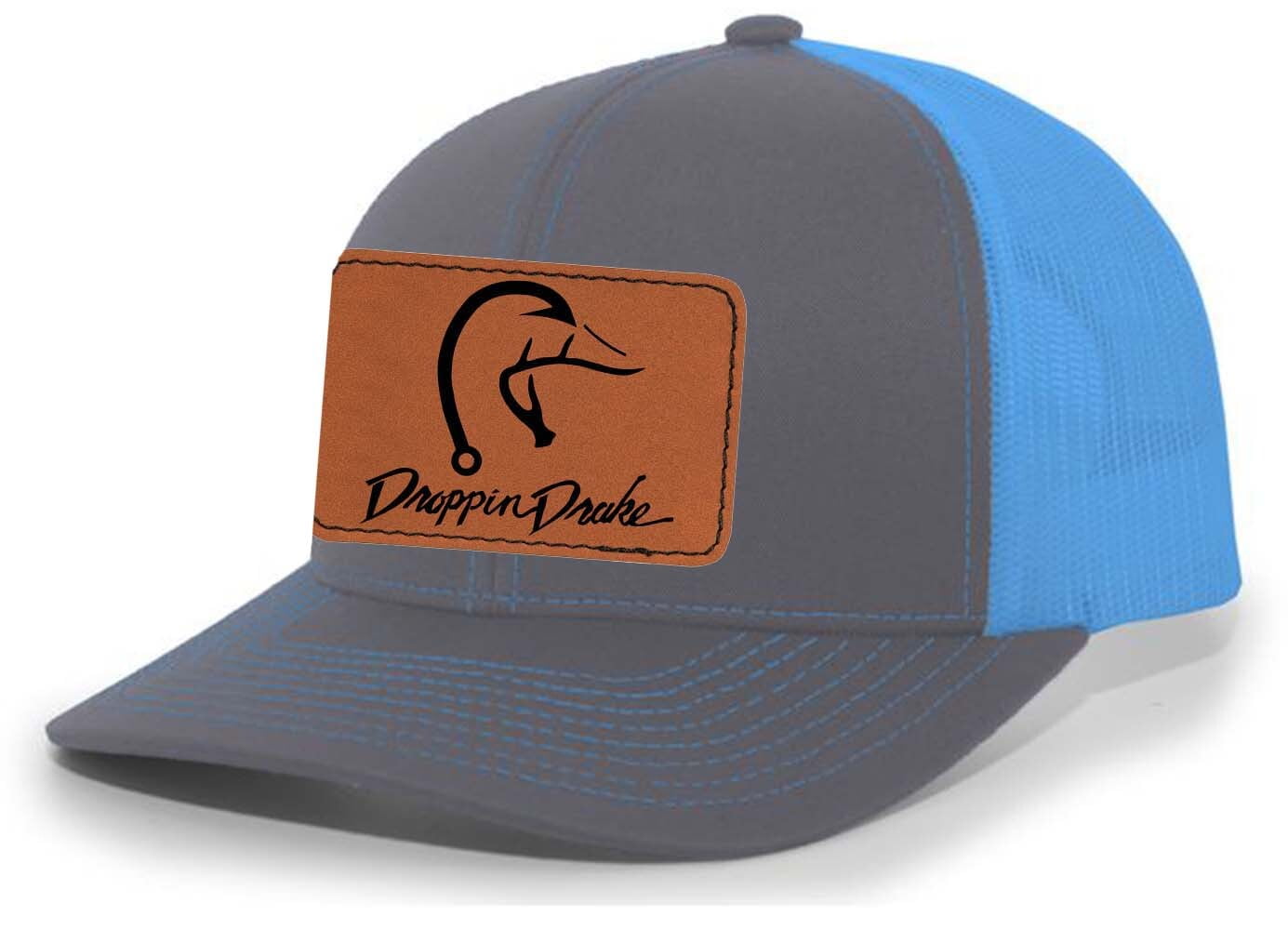 Droppin Drake Hunting Hat Duck Fishing Hook Engraved Leather Patch Mens ...