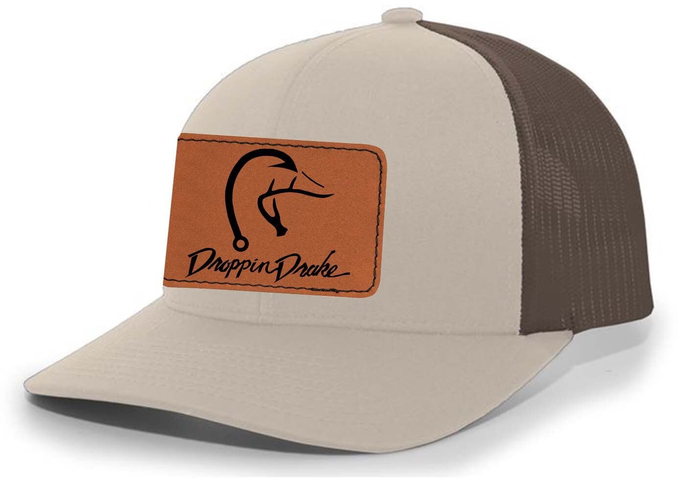 Droppin Drake Hunting Hat Duck Fishing Hook Engraved Leather Patch Mens ...