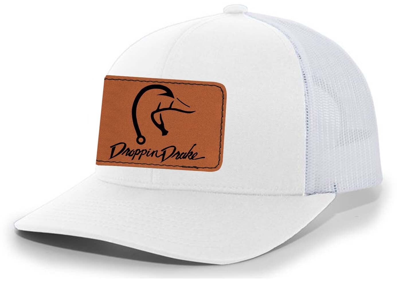 Droppin Drake Hunting Hat Duck Fishing Hook Engraved Leather Patch Mens ...