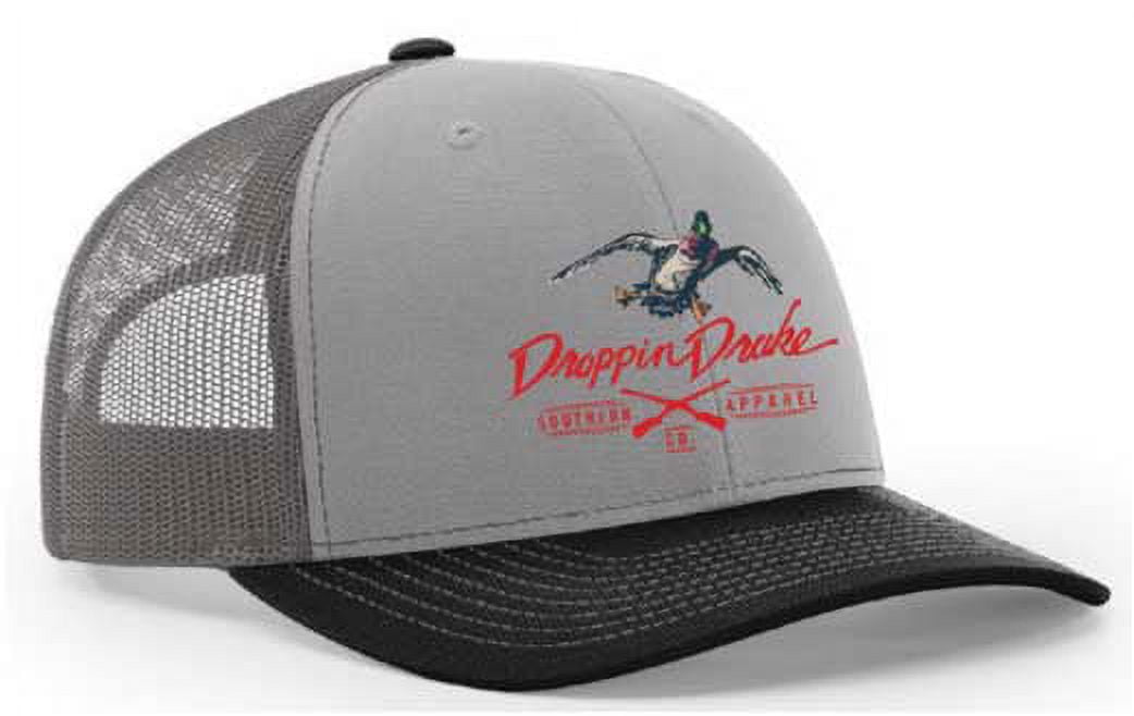 Droppin Drake Mallard Duck and Gun X Logo Mesh Back Trucker Hat-Black ...