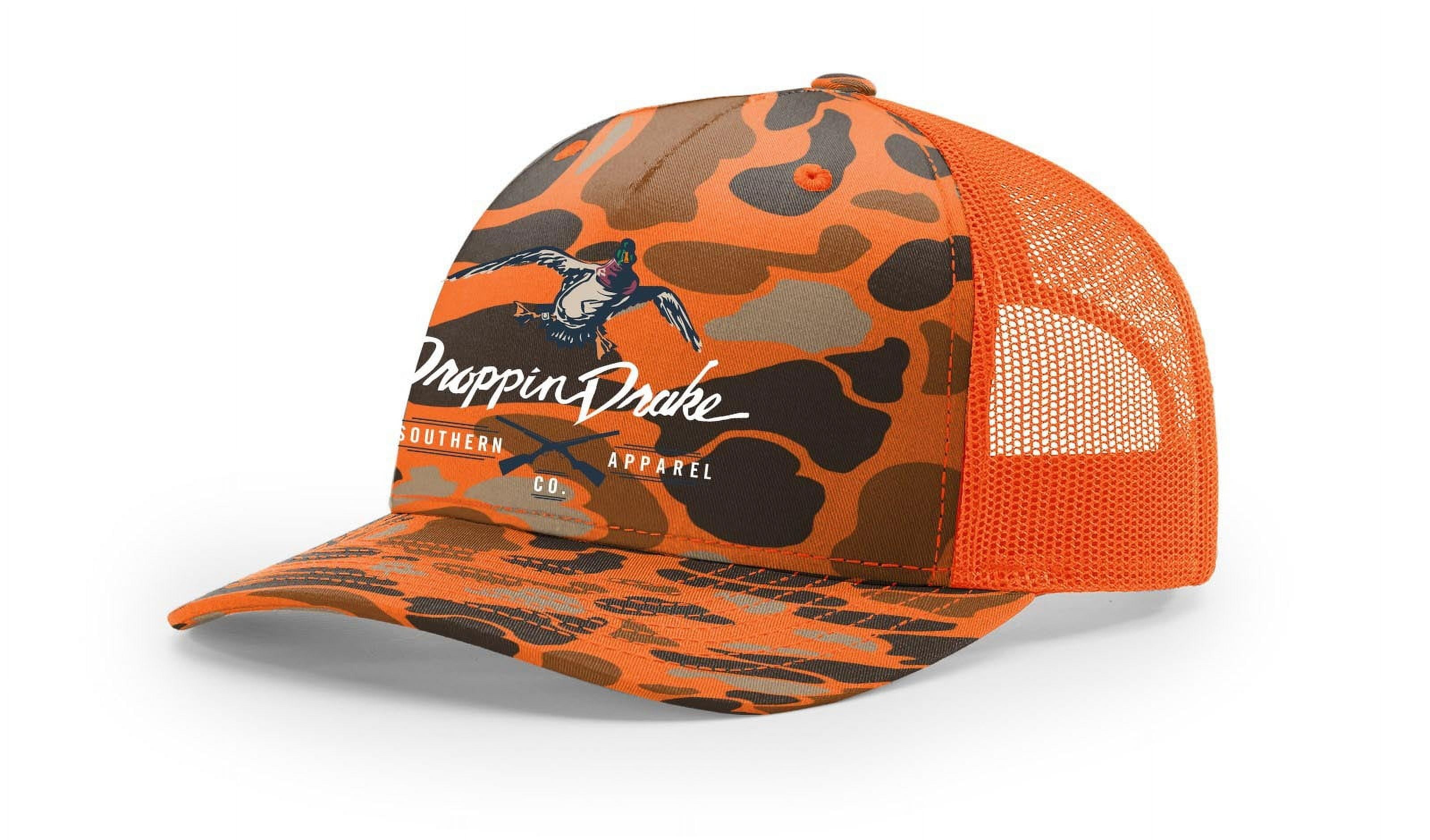 Droppin Drake Mallard Duck and Gun X Logo Mesh Back Trucker Hat-Blaze ...
