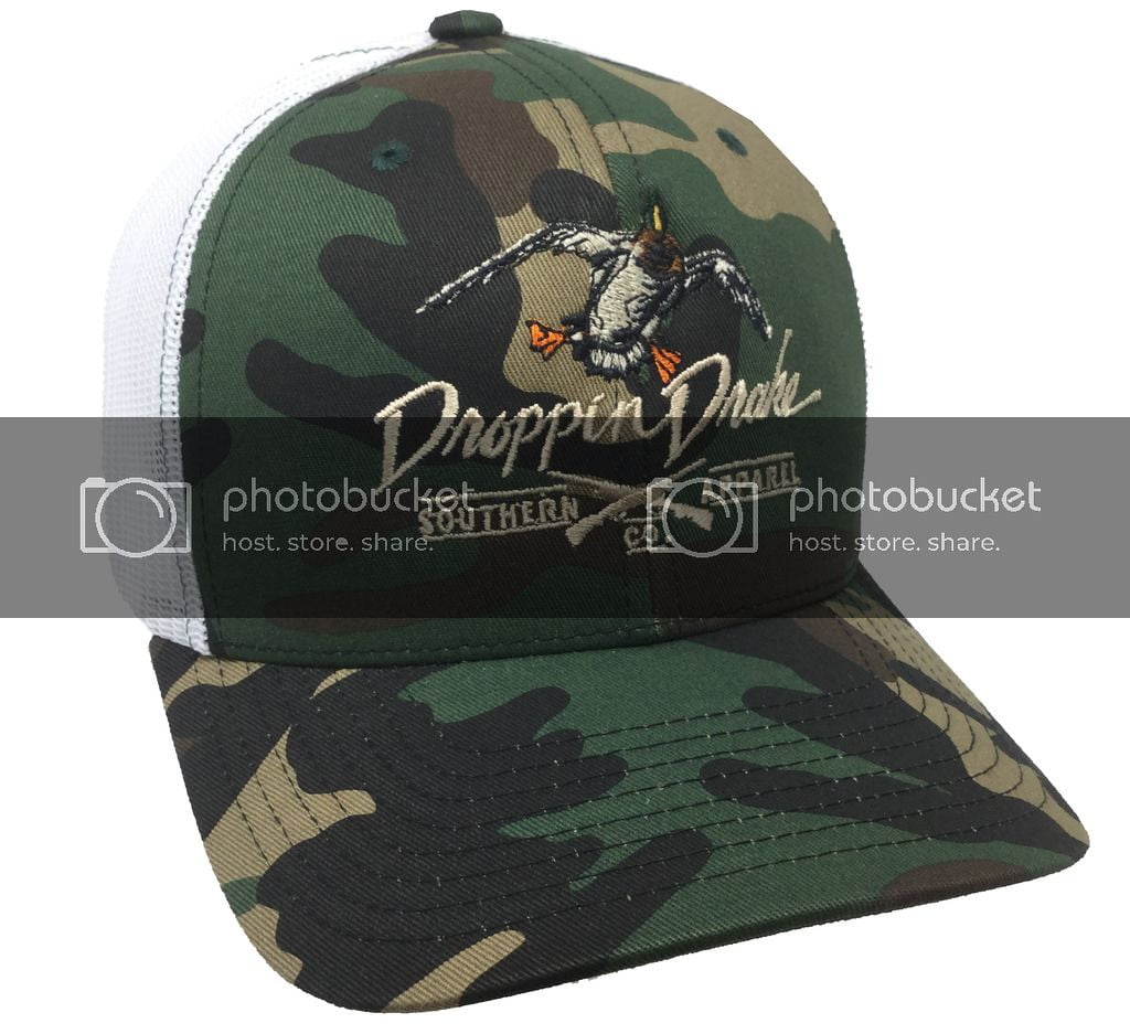 Droppin Drake Mallard Duck and Gun X Logo Mesh Back Trucker Hat-Camo ...