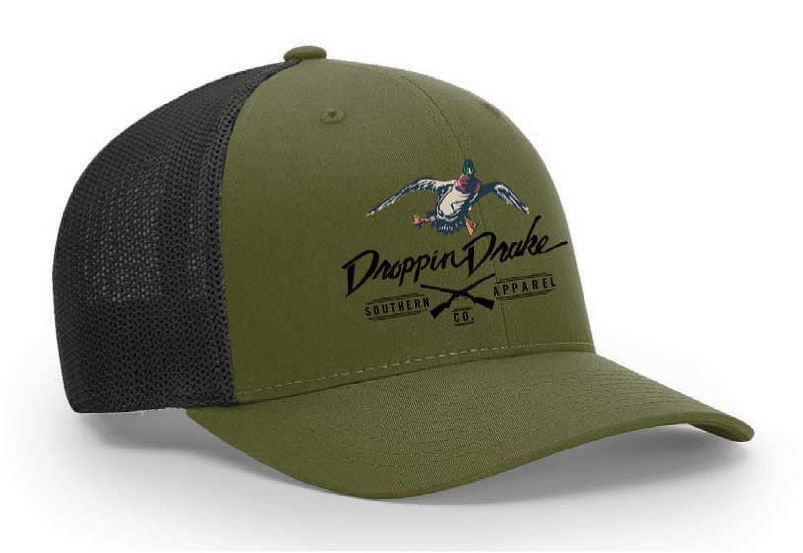 Droppin Drake Mallard Duck and Gun X Logo Mesh Back Trucker Hat-Loden ...