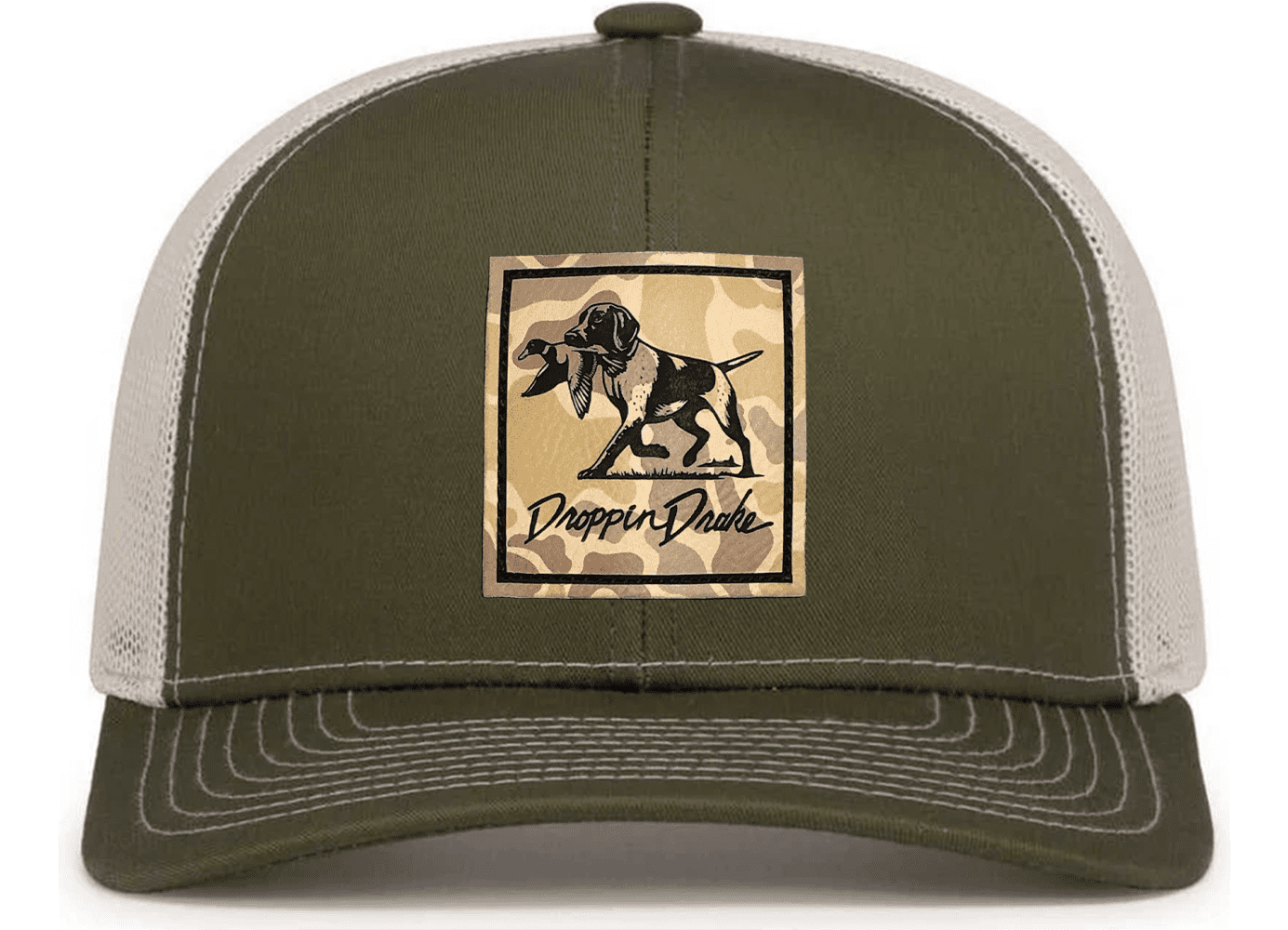 Droppin Drake Men's Hunting Trucker Hat - Duck Dog Engraved Camo ...