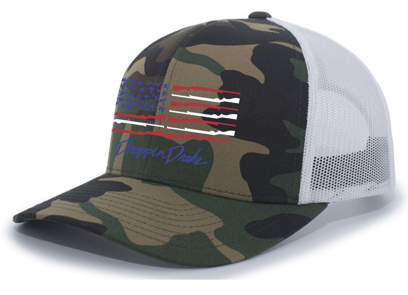 Droppin Drake Southern Apparel Co American Duck Gun Flag Trucker Mesh ...
