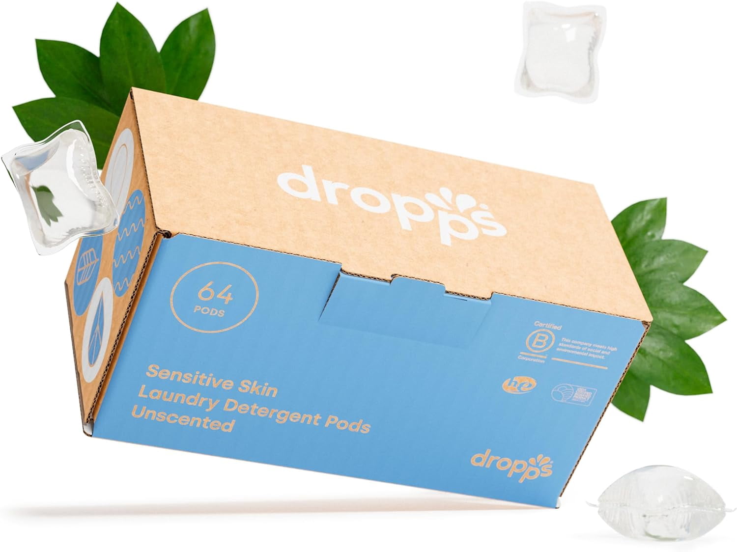 Dropps Sensitive Skin Laundry Detergent Pods, Unscented (64 Count ...