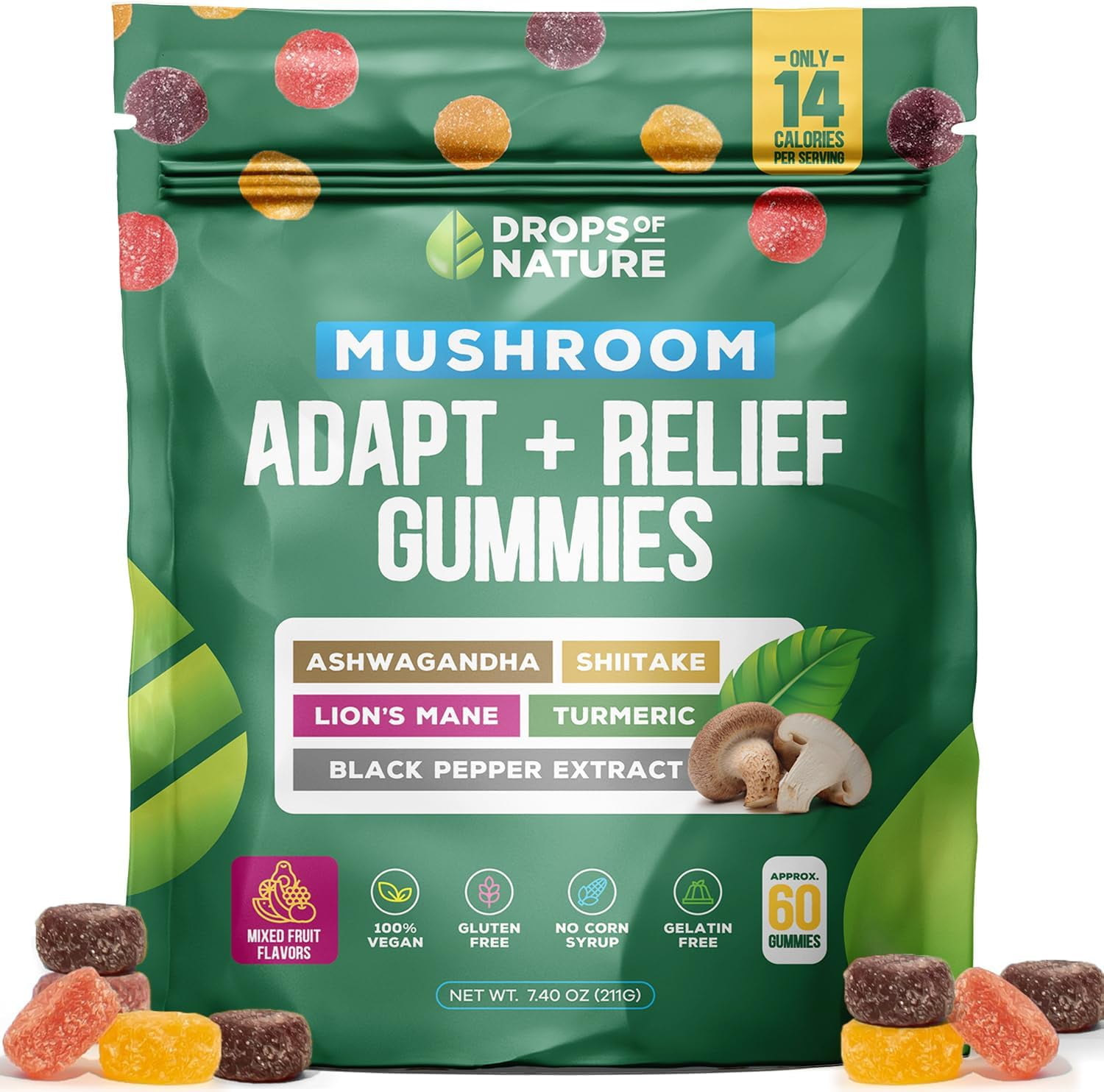 Drops of Nature Adapt + Relief Mushroom Gummies with Ashwagandha ...