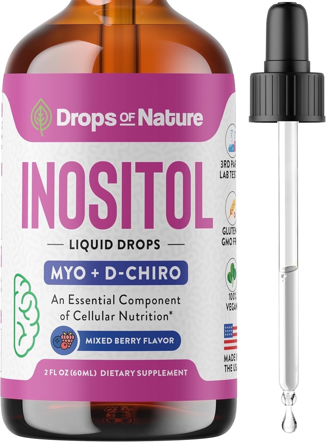 Drops of Nature Inositol Dietary Supplement, Cellular Health Support ...