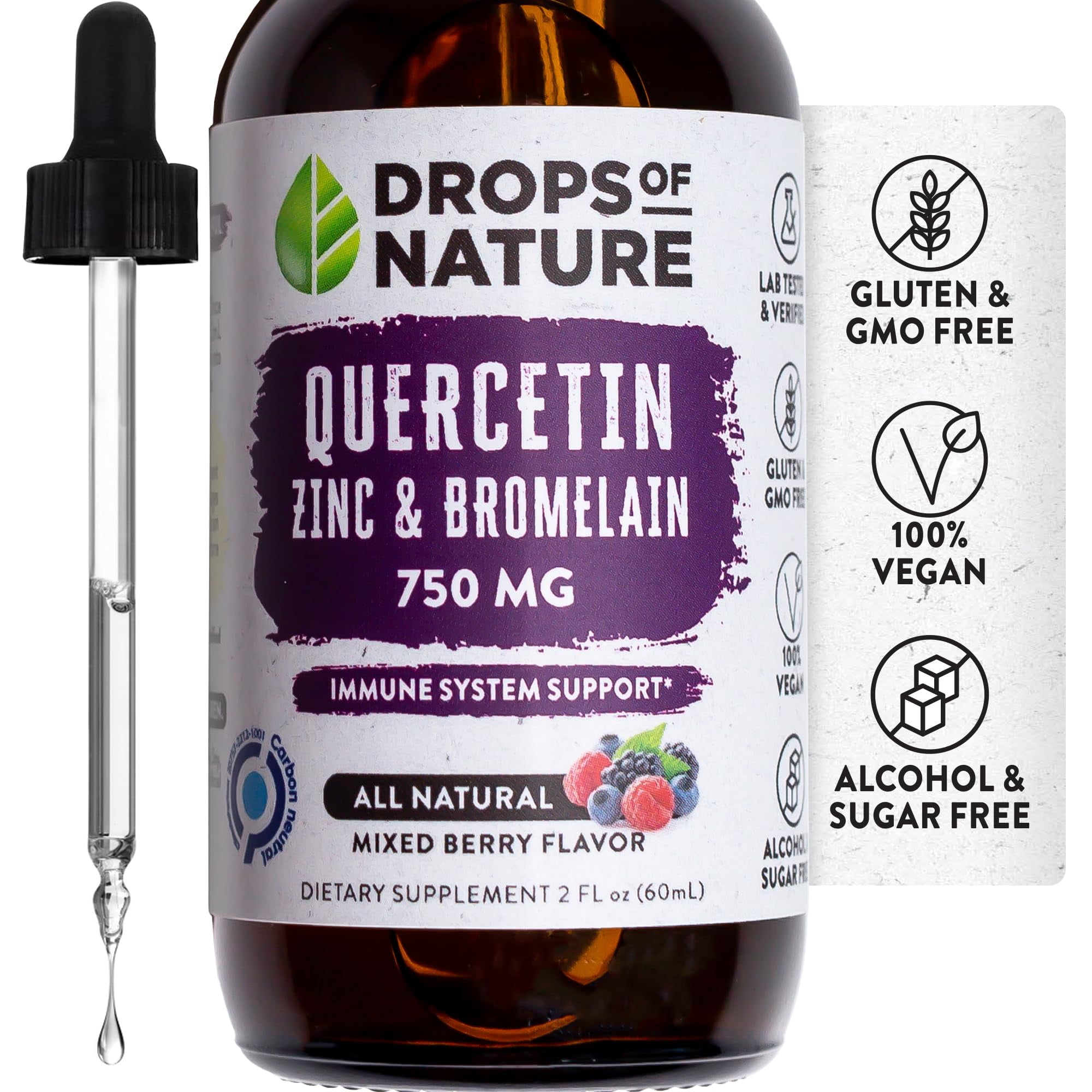 Drops of Nature Quercetin with Bromelain and Zinc Liquid Drops, 2 fl oz ...