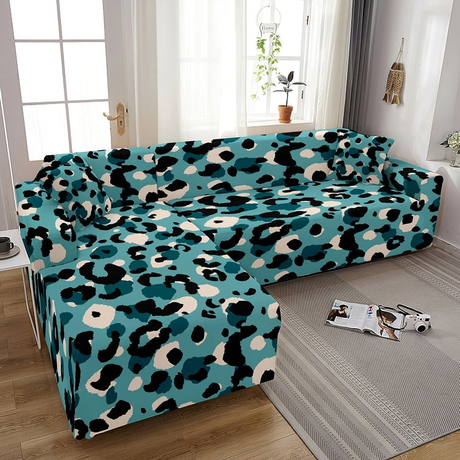Dropship Leopard Print Slip-Resistant Combination L Shape Couch Cover ...