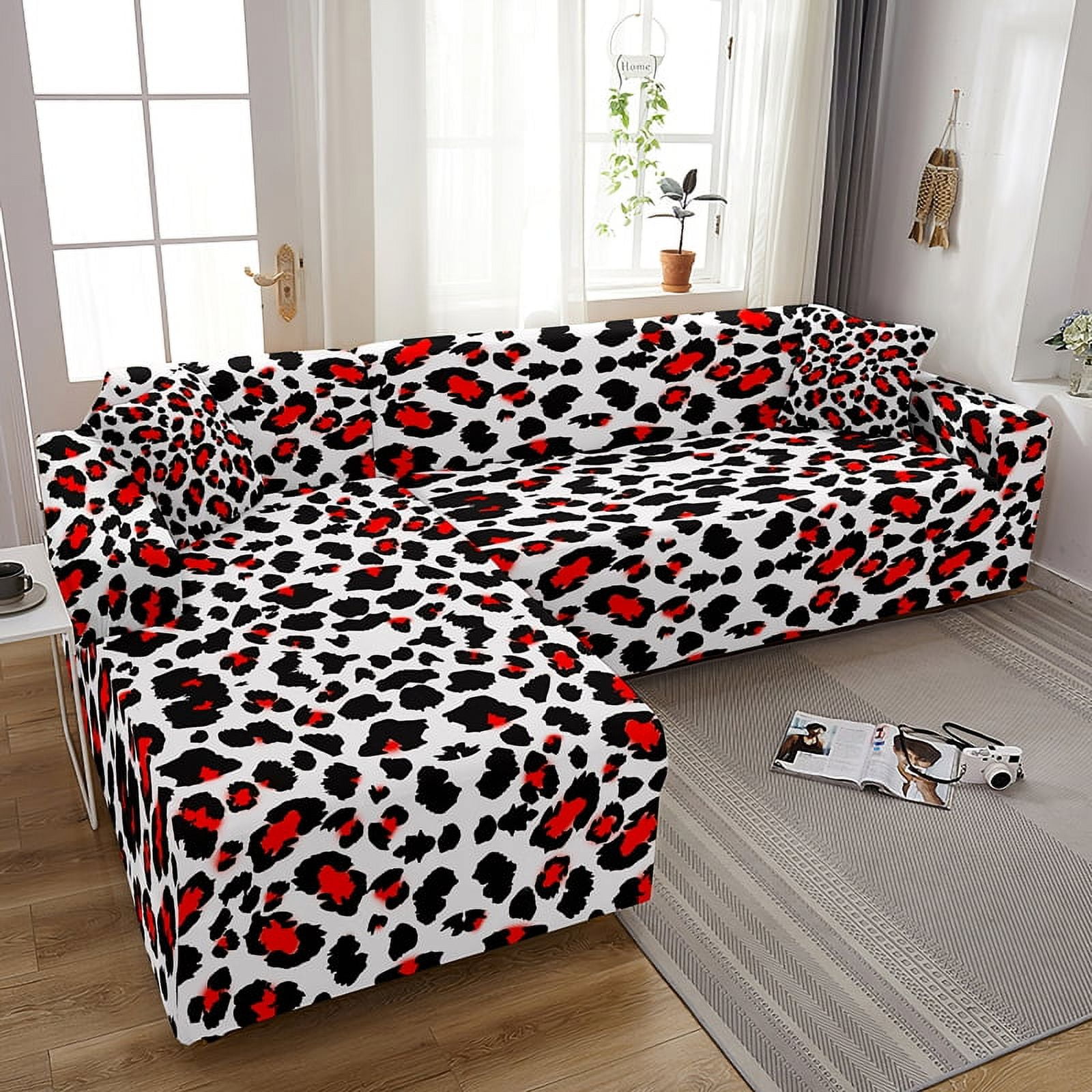 Dropship Leopard Print Slip-Resistant Combination L Shape Couch Cover ...